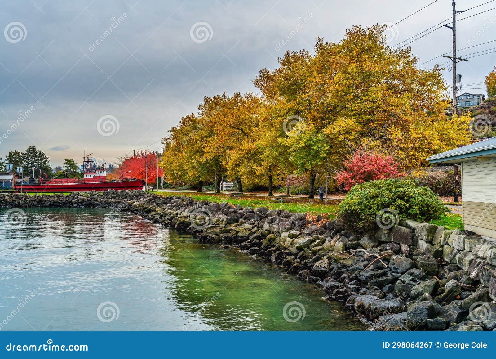 Ruston Autumn Waterfront stock image. Image of waterfront - 298064267