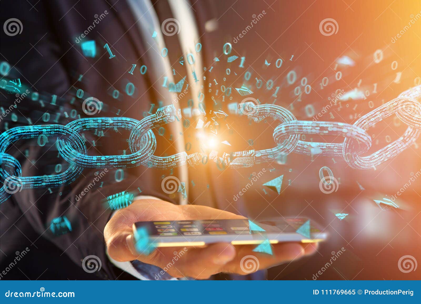 Weak Link of a Broken Blockchain Exploding - 3d Render Stock ...