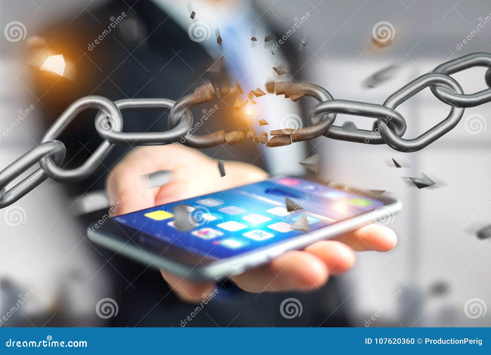 Weak Link of a Broken Chain Exploding - 3d Render Stock Photo - Image ...