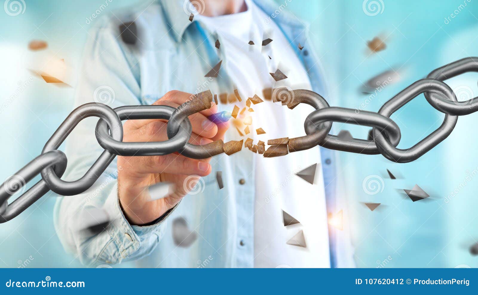 Weak Link of a Broken Chain Exploding - 3d Render Stock Photo - Image ...