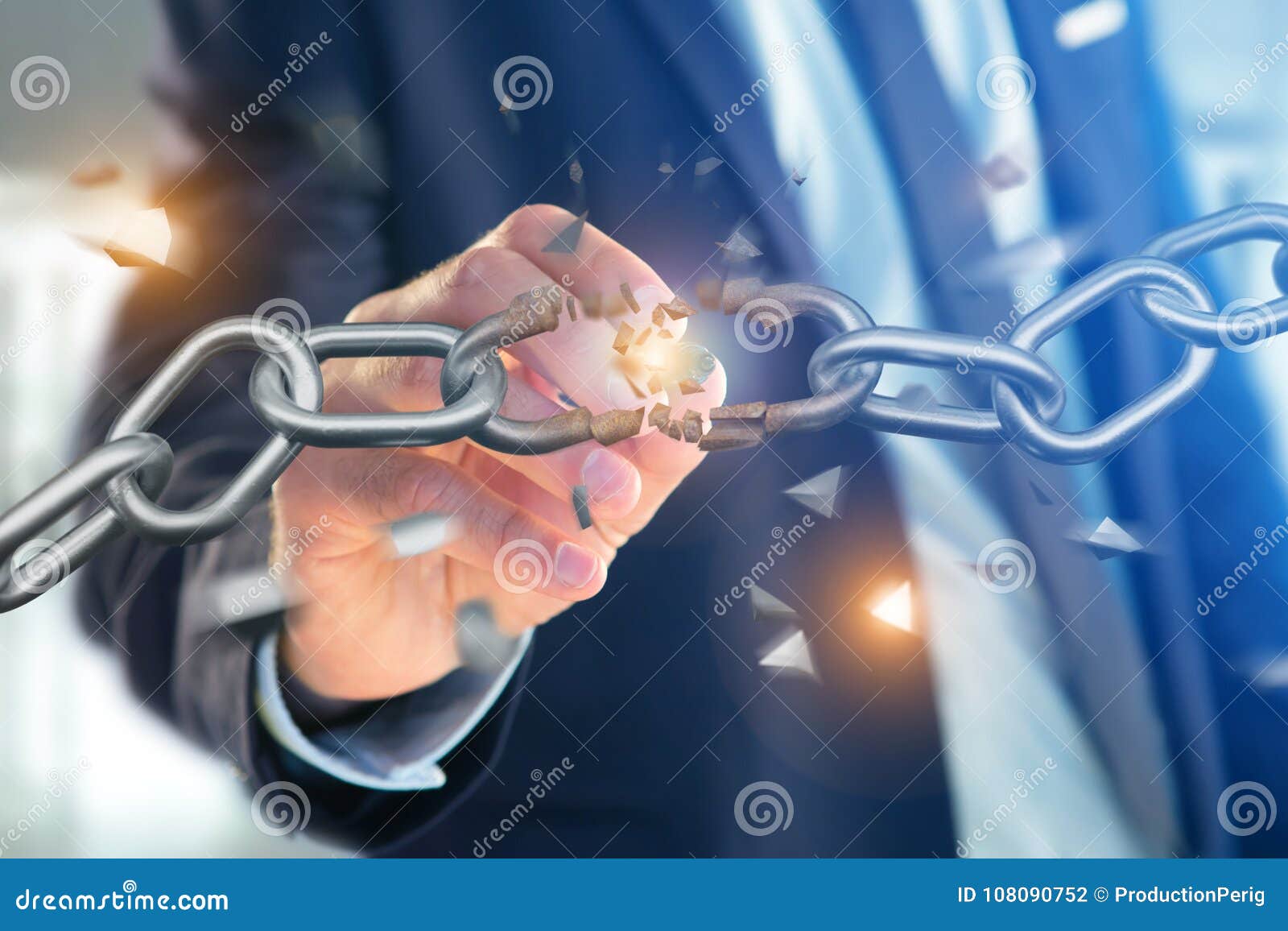 Weak Link of a Broken Chain Exploding - 3d Render Stock Photo - Image ...
