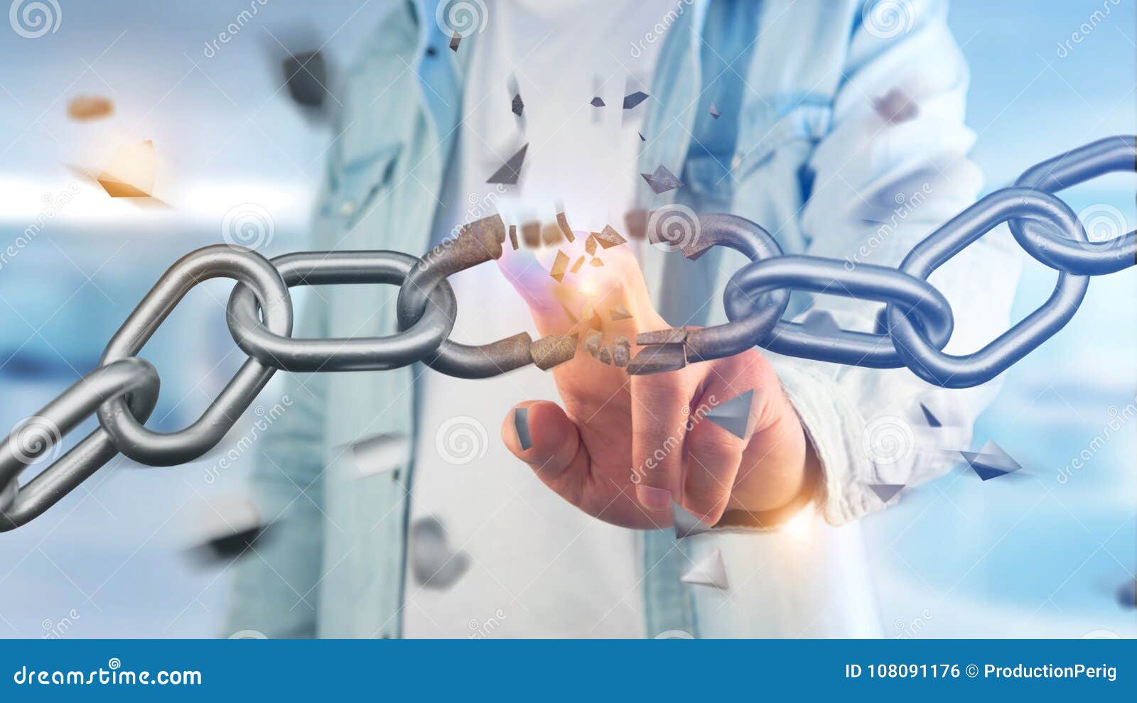 Weak Link of a Broken Chain Exploding - 3d Render Stock Photo - Image ...