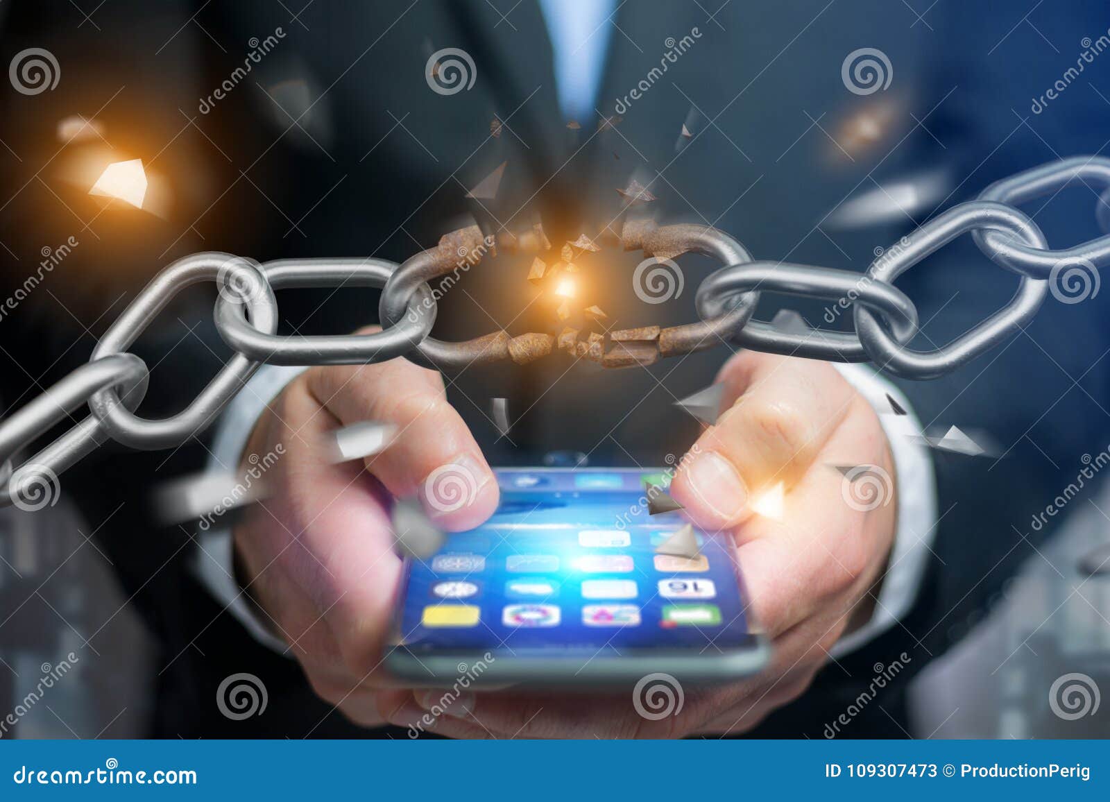 Weak Link of a Broken Chain Exploding - 3d Render Stock Image - Image ...