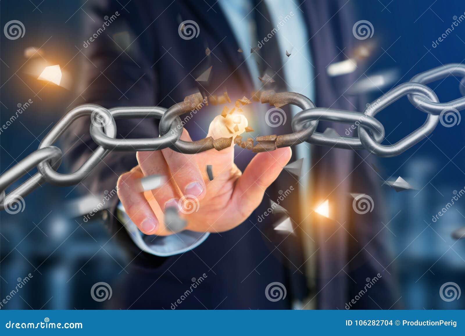 Weak Link of a Broken Chain Exploding - 3d Render Stock Photo - Image ...