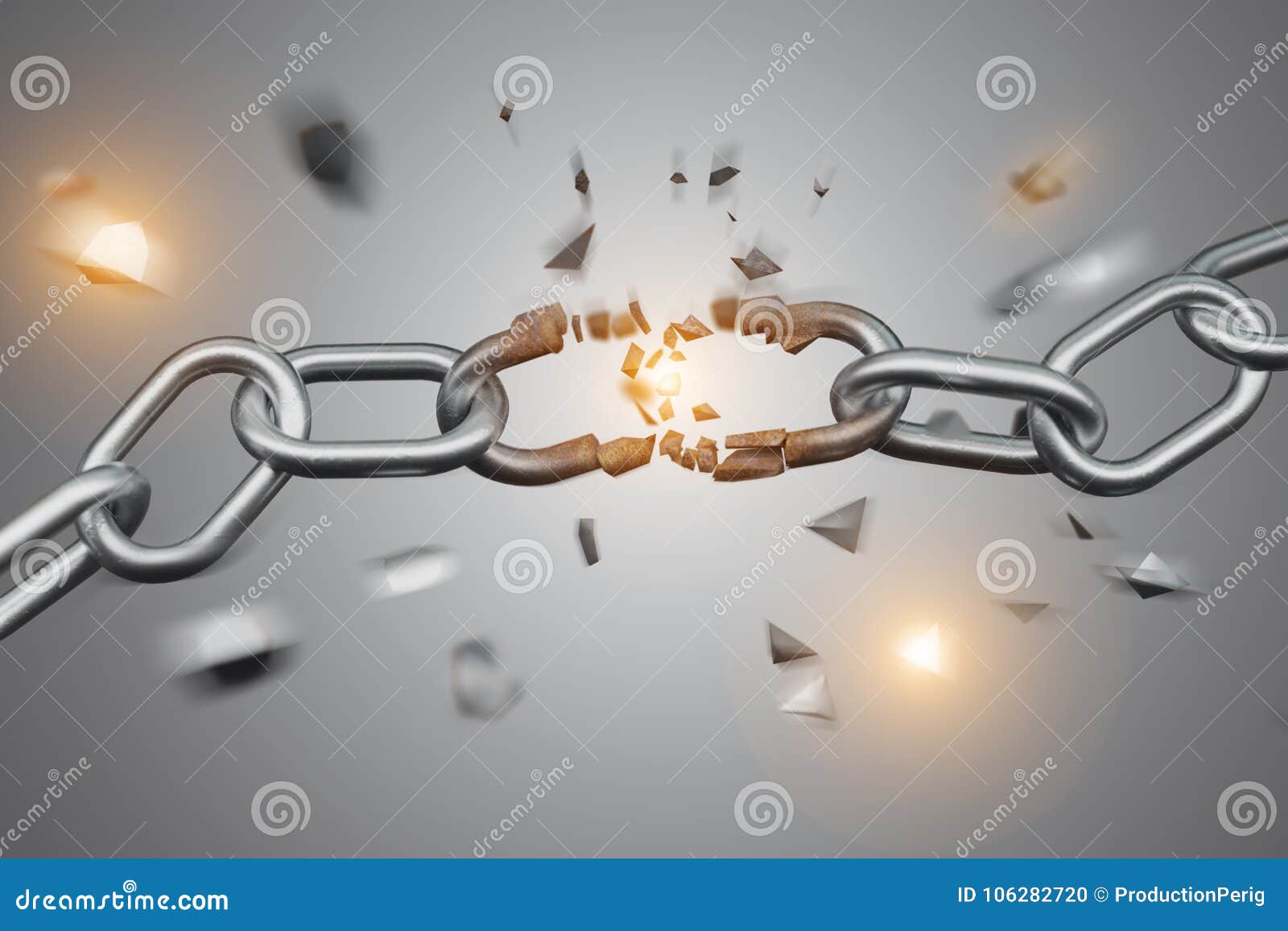 Weak Link of a Broken Chain Exploding - 3d Render Stock Illustration ...