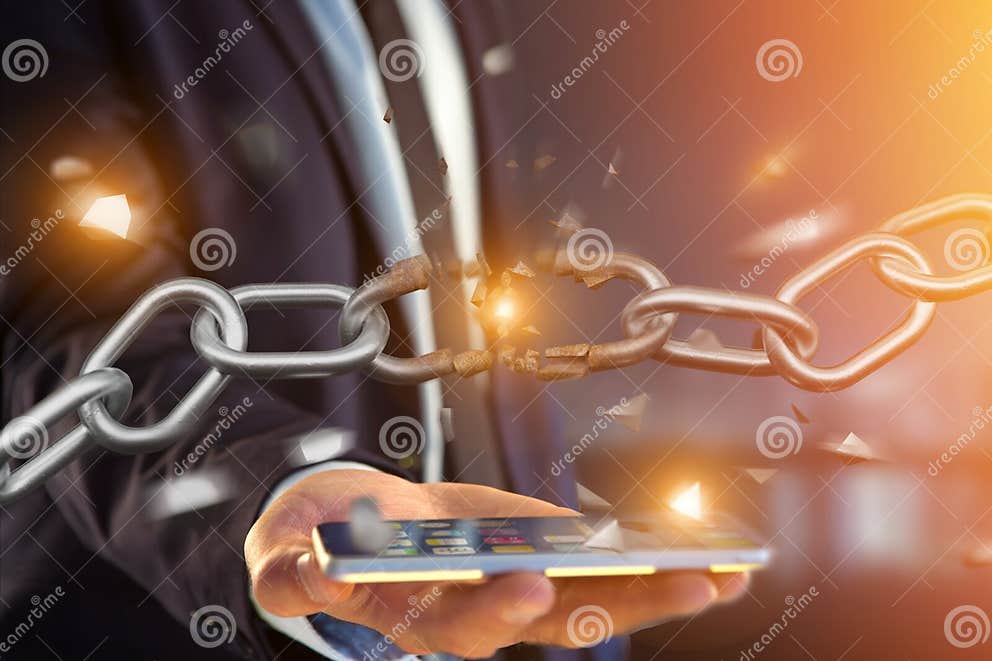 Weak Link of a Broken Chain Exploding - 3d Render Stock Photo - Image ...