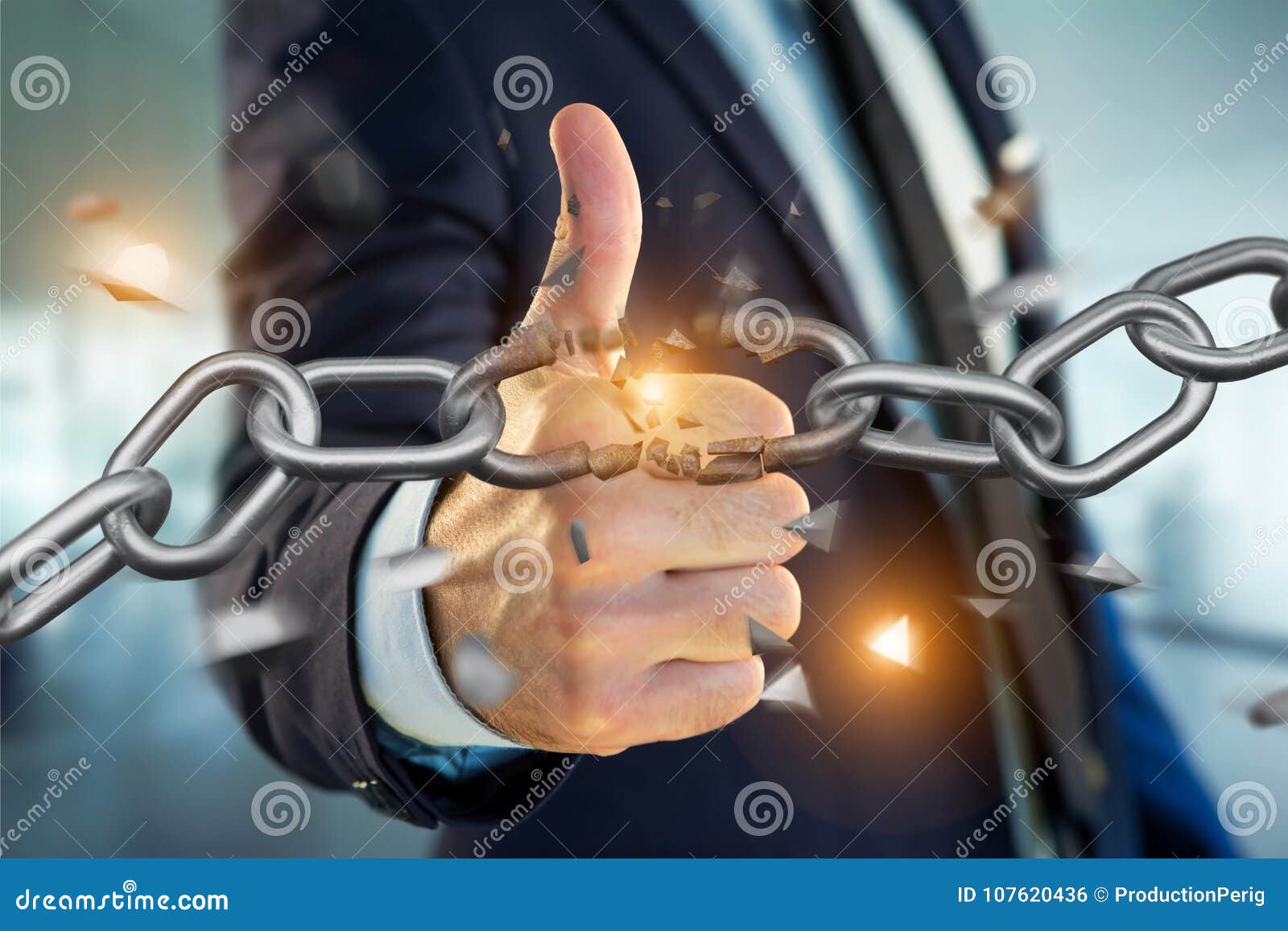Weak Link of a Broken Chain Exploding - 3d Render Stock Photo - Image ...