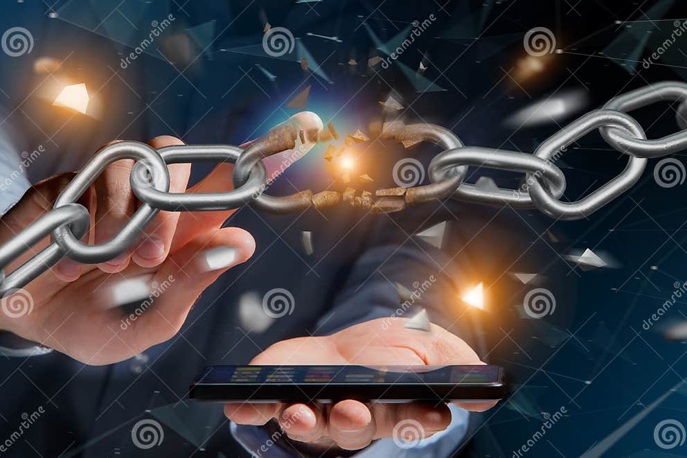 Weak Link of a Broken Chain Exploding - 3d Render Stock Image - Image ...