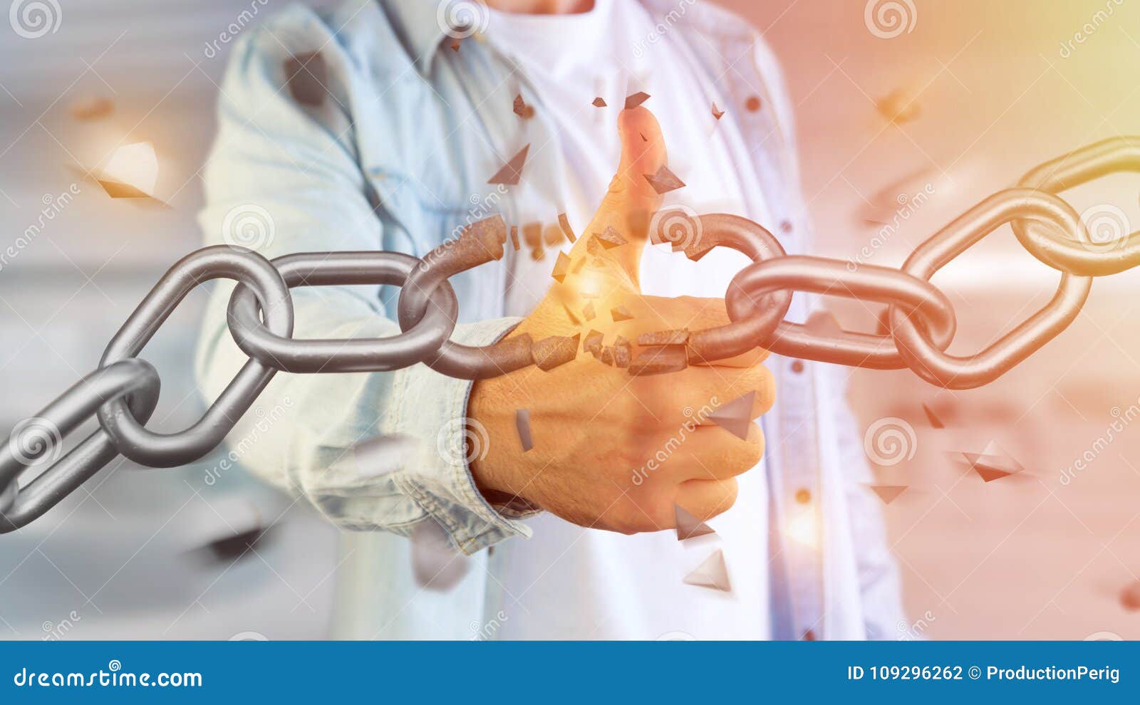 Weak Link of a Broken Chain Exploding - 3d Render Stock Photo - Image ...