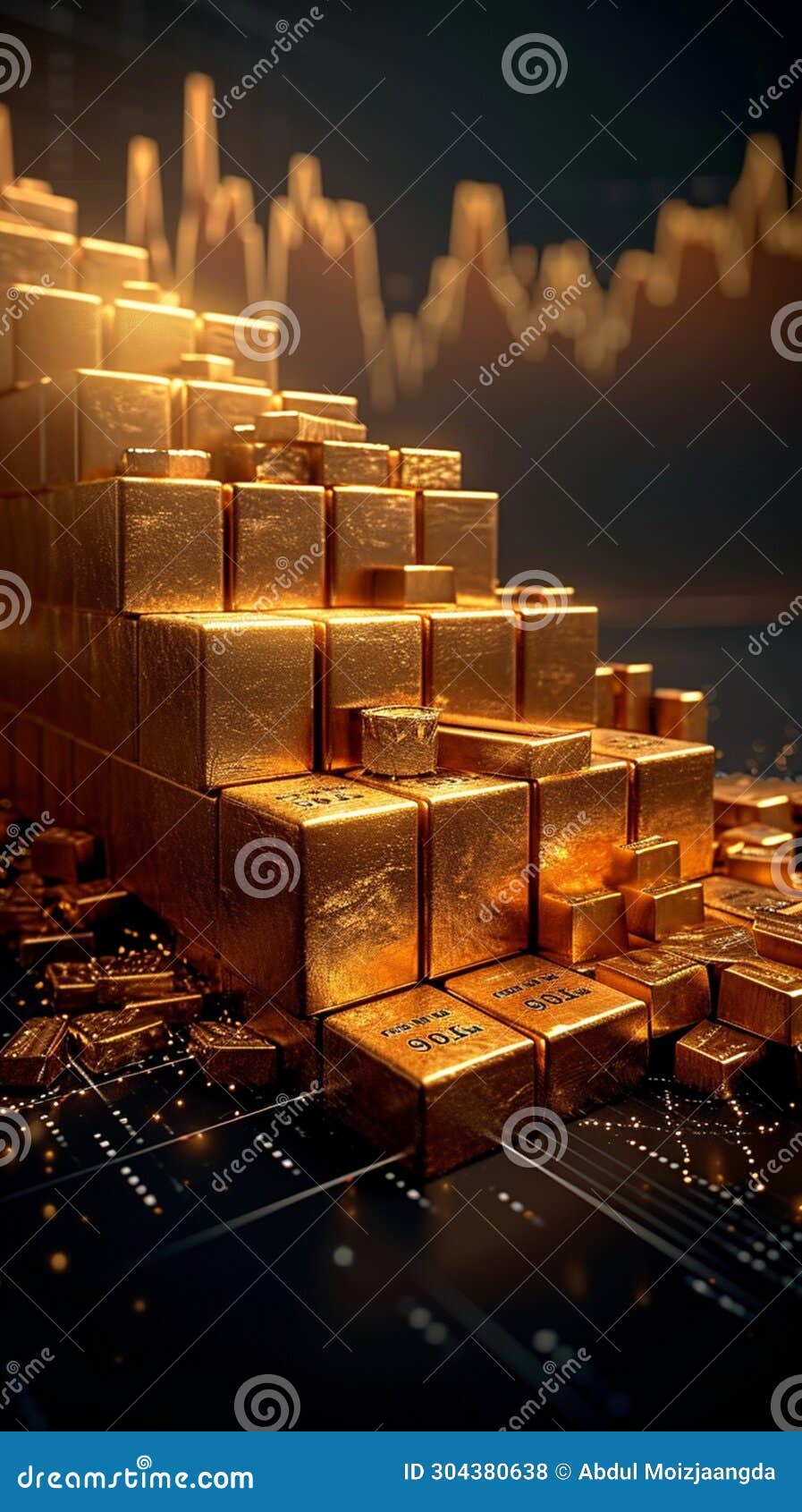 View Wealth Accumulation Table with Gold Bars and Rising Graph Stock ...