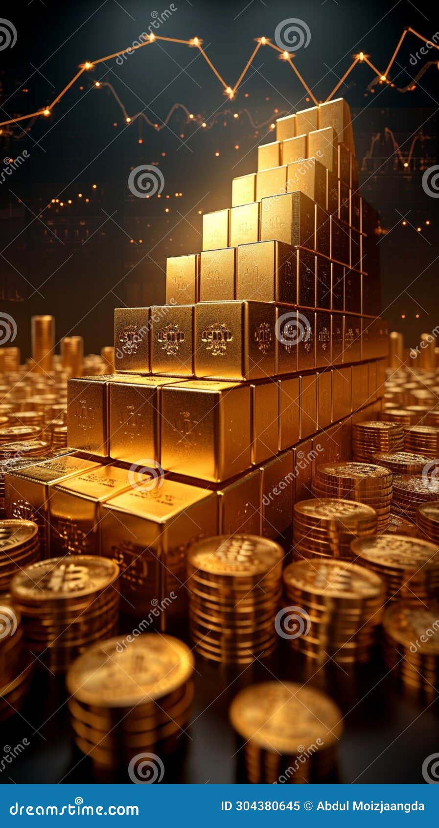 View Wealth Accumulation Table With Gold Bars And Rising Graph Stock ...