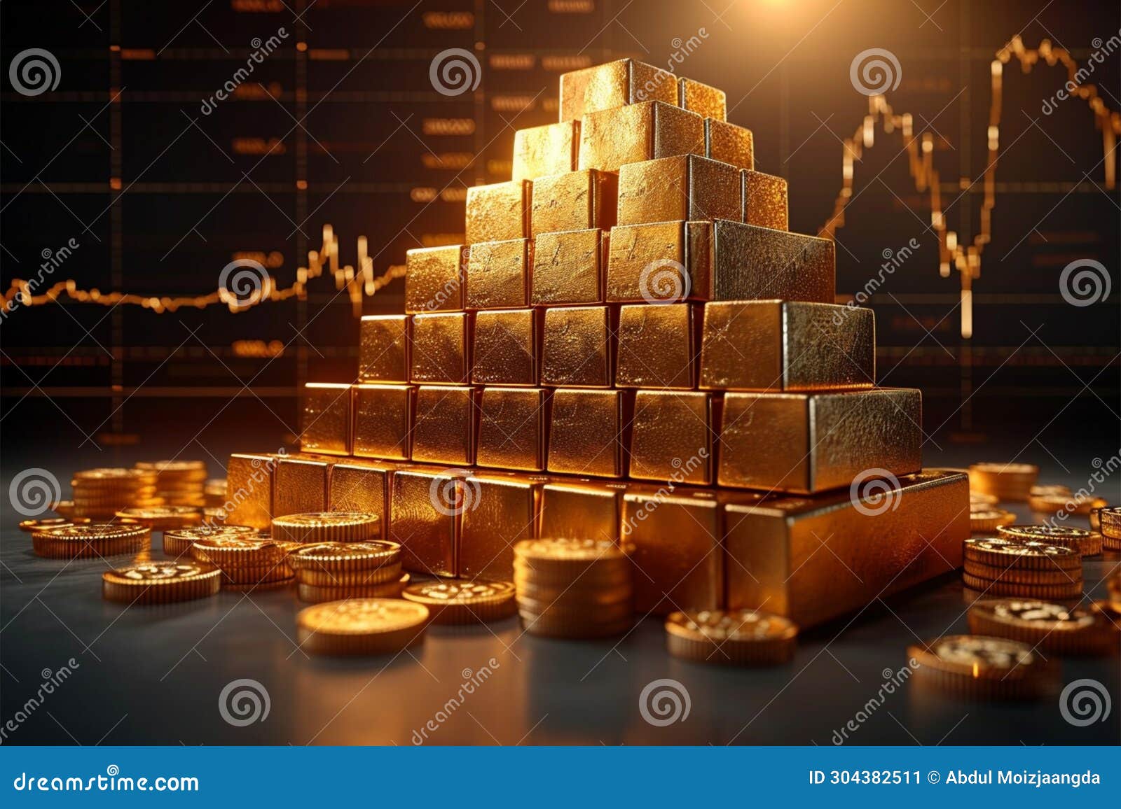 View Wealth Accumulation Table With Gold Bars And Rising Graph Stock ...