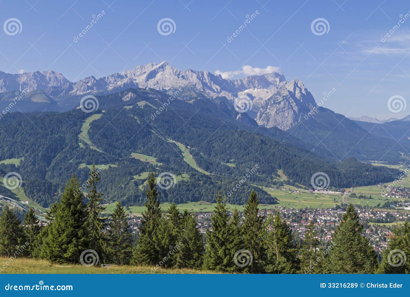 View on Wetterstein Mountains Stock Image - Image of nature, summer ...
