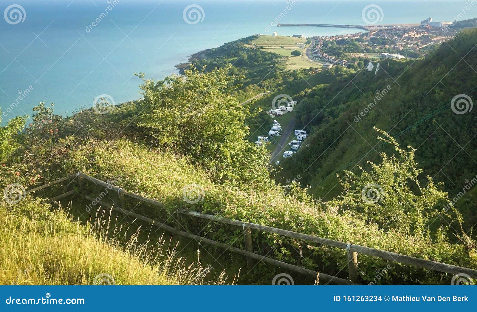 View at White Cliffs of Dover, Grass, Trees and Rocks Stock Photo ...