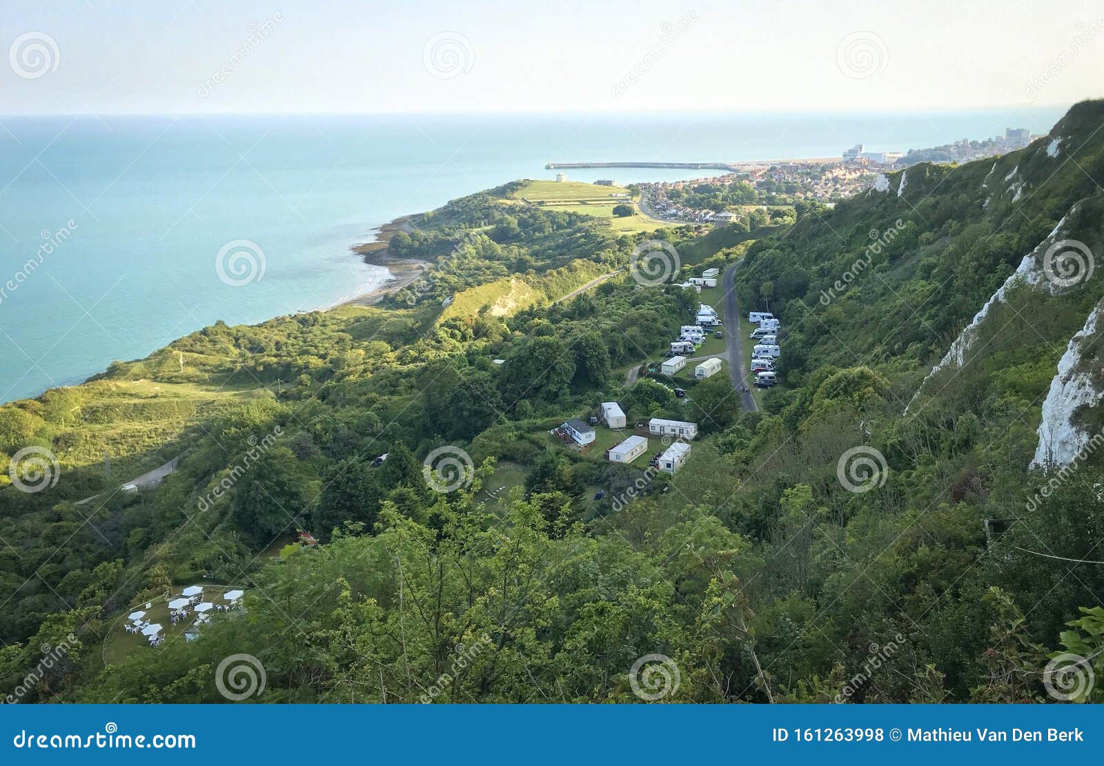 View at White Cliffs of Dover, Grass, Trees and Rocks Stock Photo ...