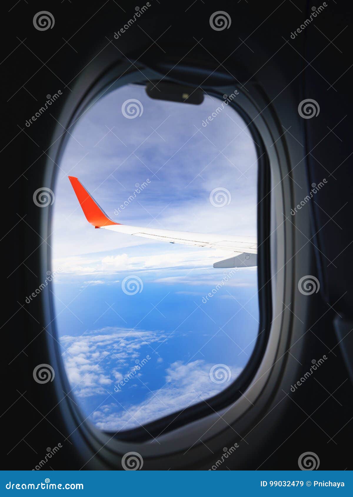The View Outside the Airplane Window Stock Image - Image of wing ...