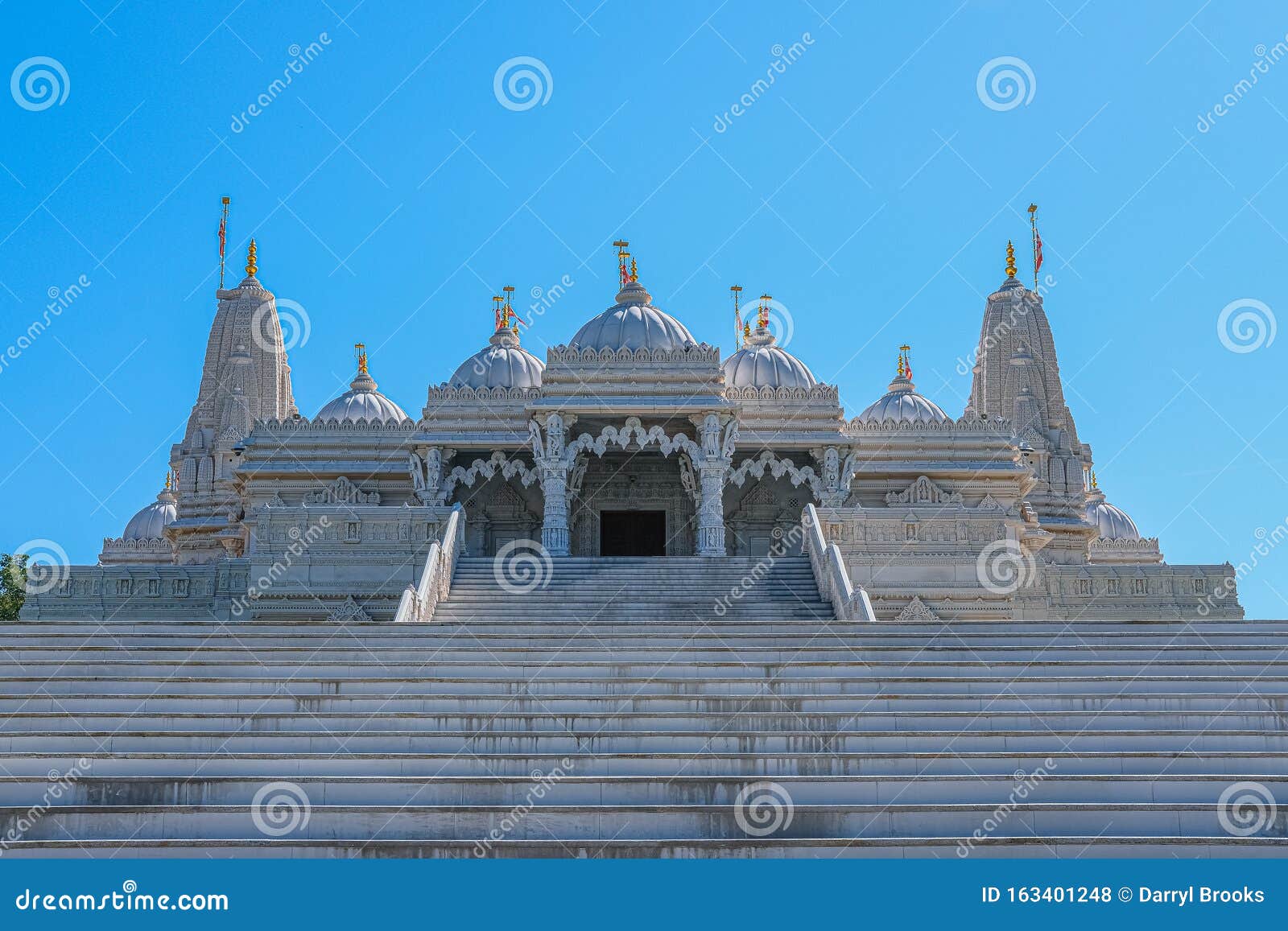 Steps up to the Mandir stock photo. Image of swaminarayan - 163401248