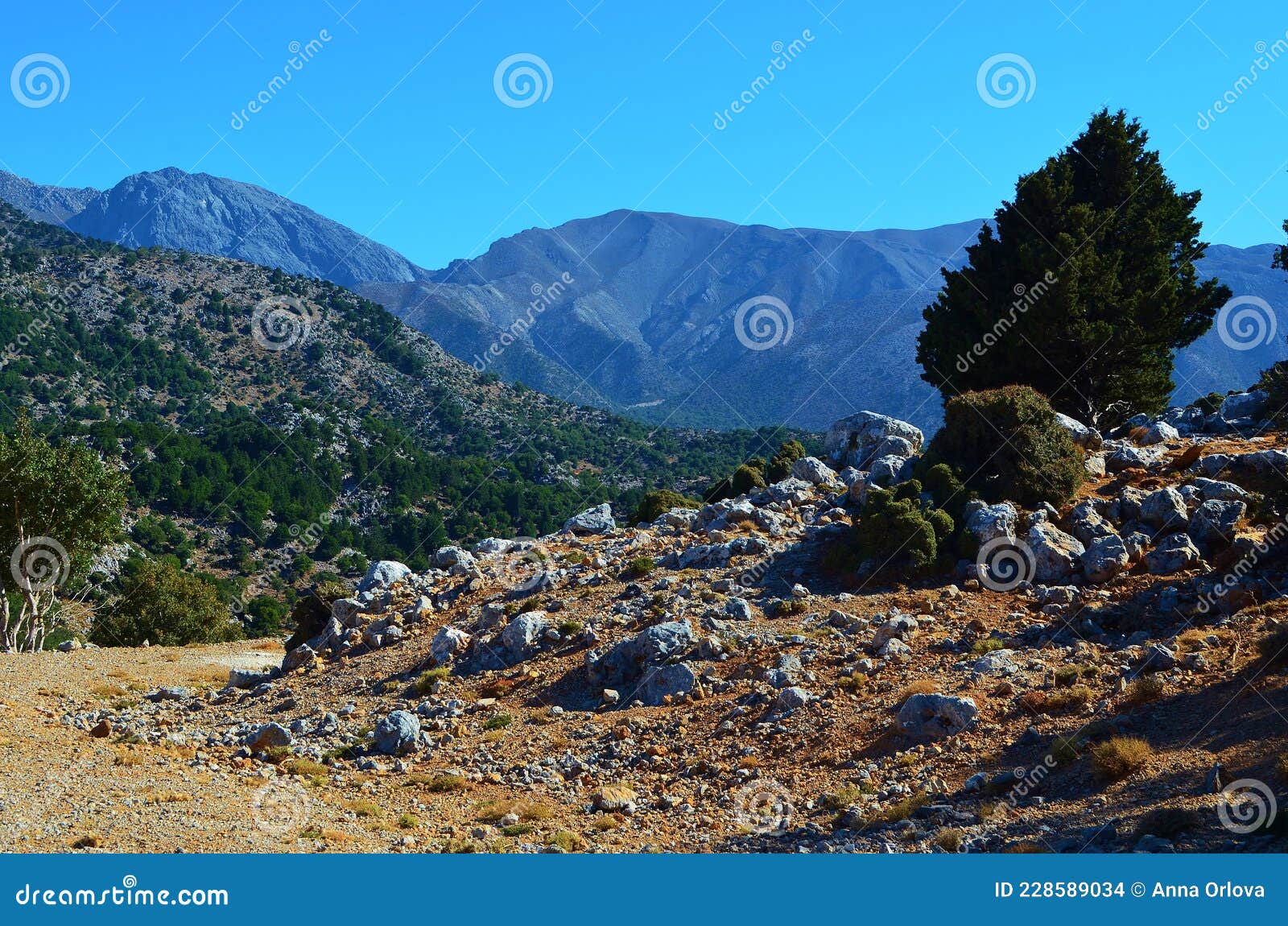 View of the White Mountains in Crete, Greece Stock Photo - Image of ...