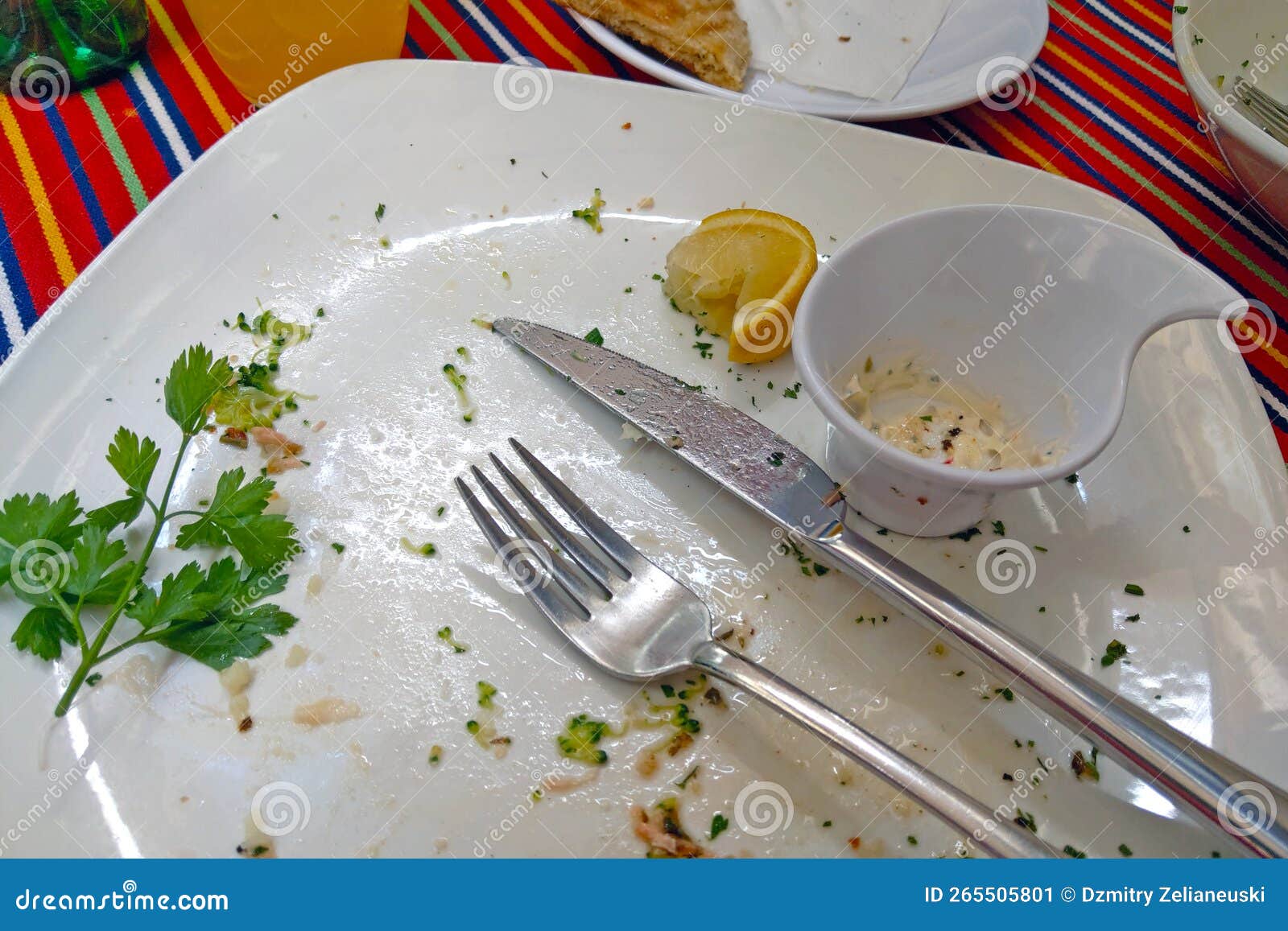 View of the White Plate on the Table in a Cafe or Restaurant after ...