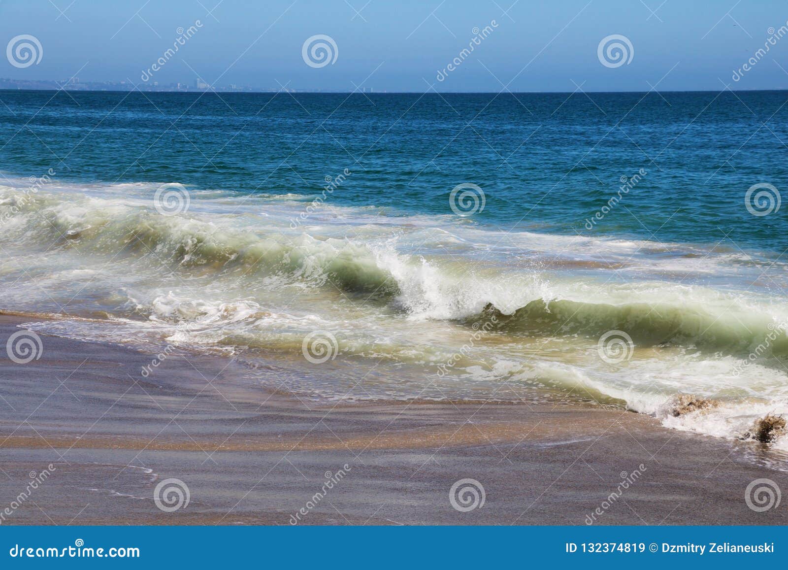 View of White Wave Receding on Perfect Sandy Beach Stock Image - Image ...
