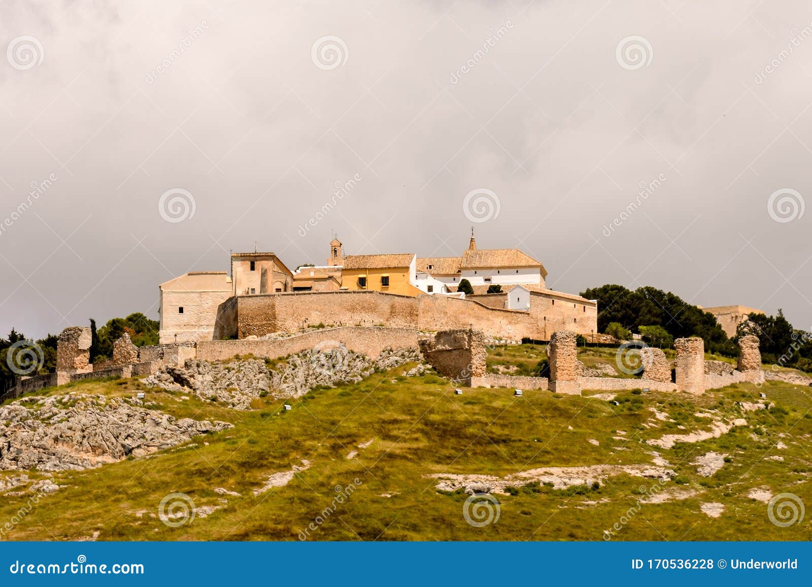 View of Whitewashed Village Stock Photo - Image of town, blue: 170536228