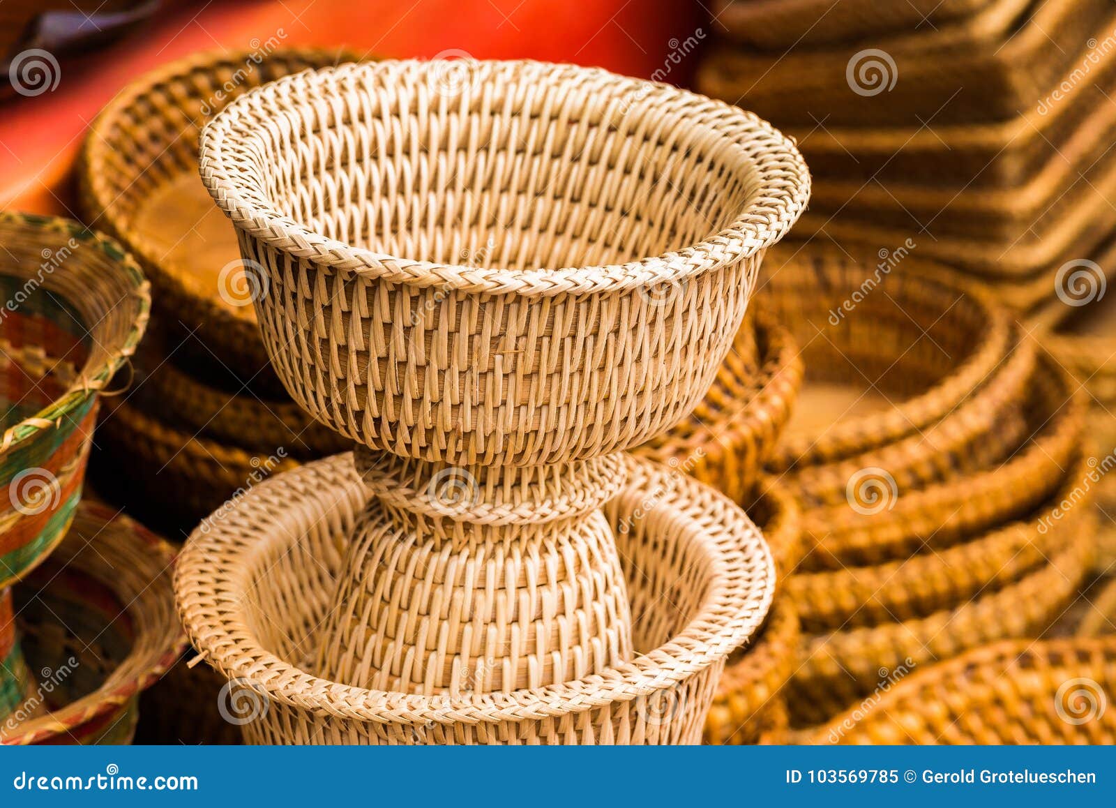 View of the Wicker Baskets in Louangphabang, Laos. Close-up. Stock ...