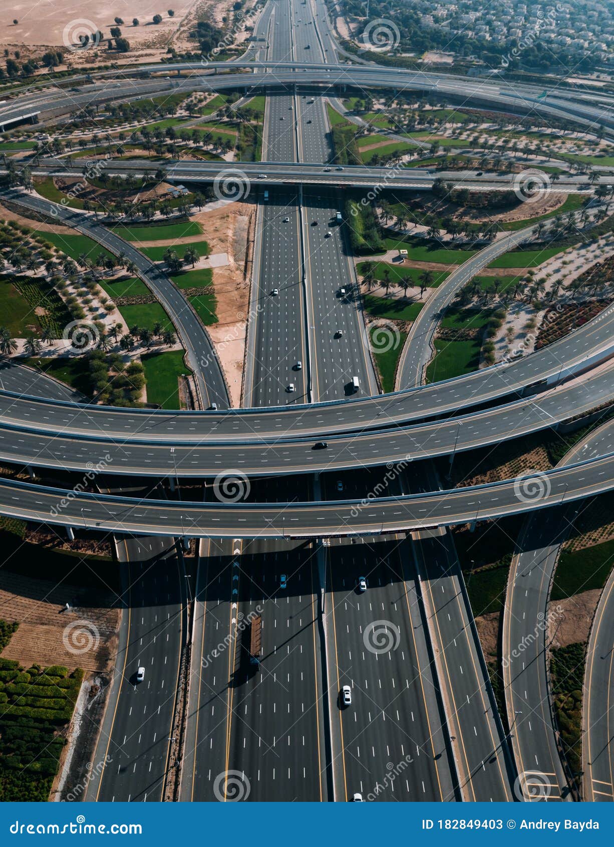 View of Wide Highway in Dubai, UAE Stock Image - Image of majestic ...