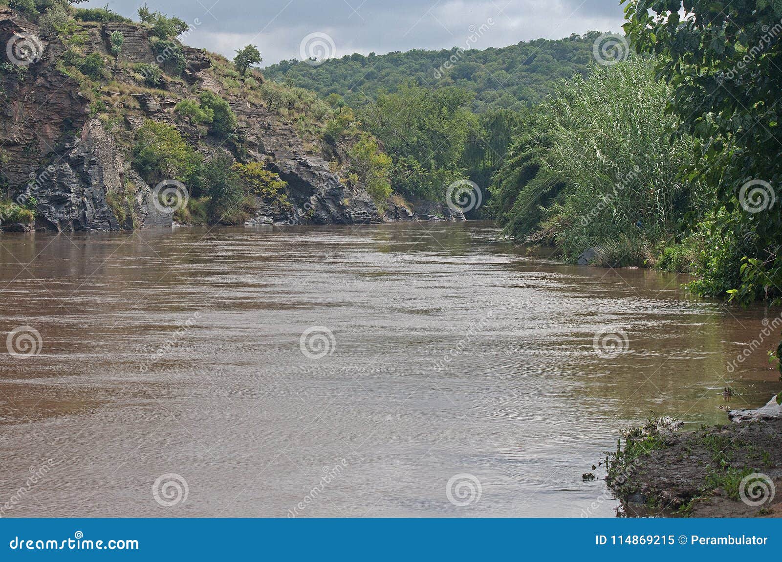 VIEW of WIDE RIVER stock image. Image of face, cliff - 114869215