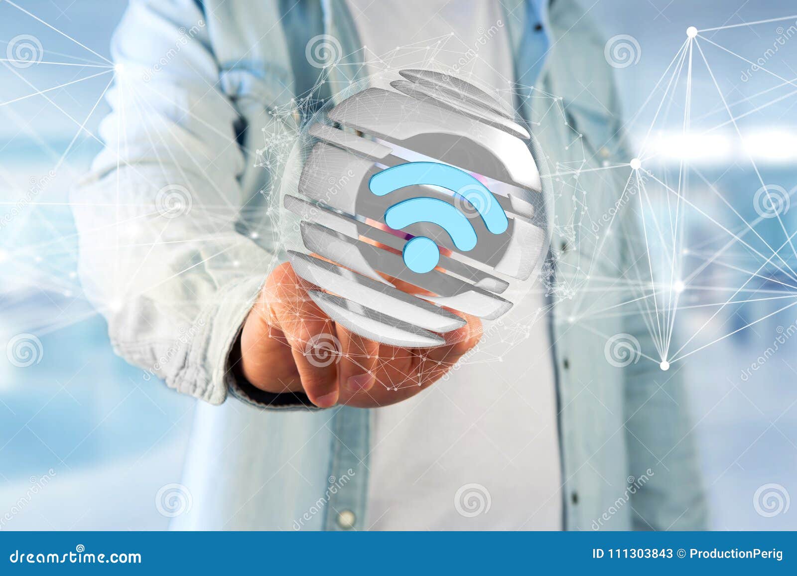 Wifi Symbol Displayed in a Sliced Sphere - 3d Rendering Stock ...