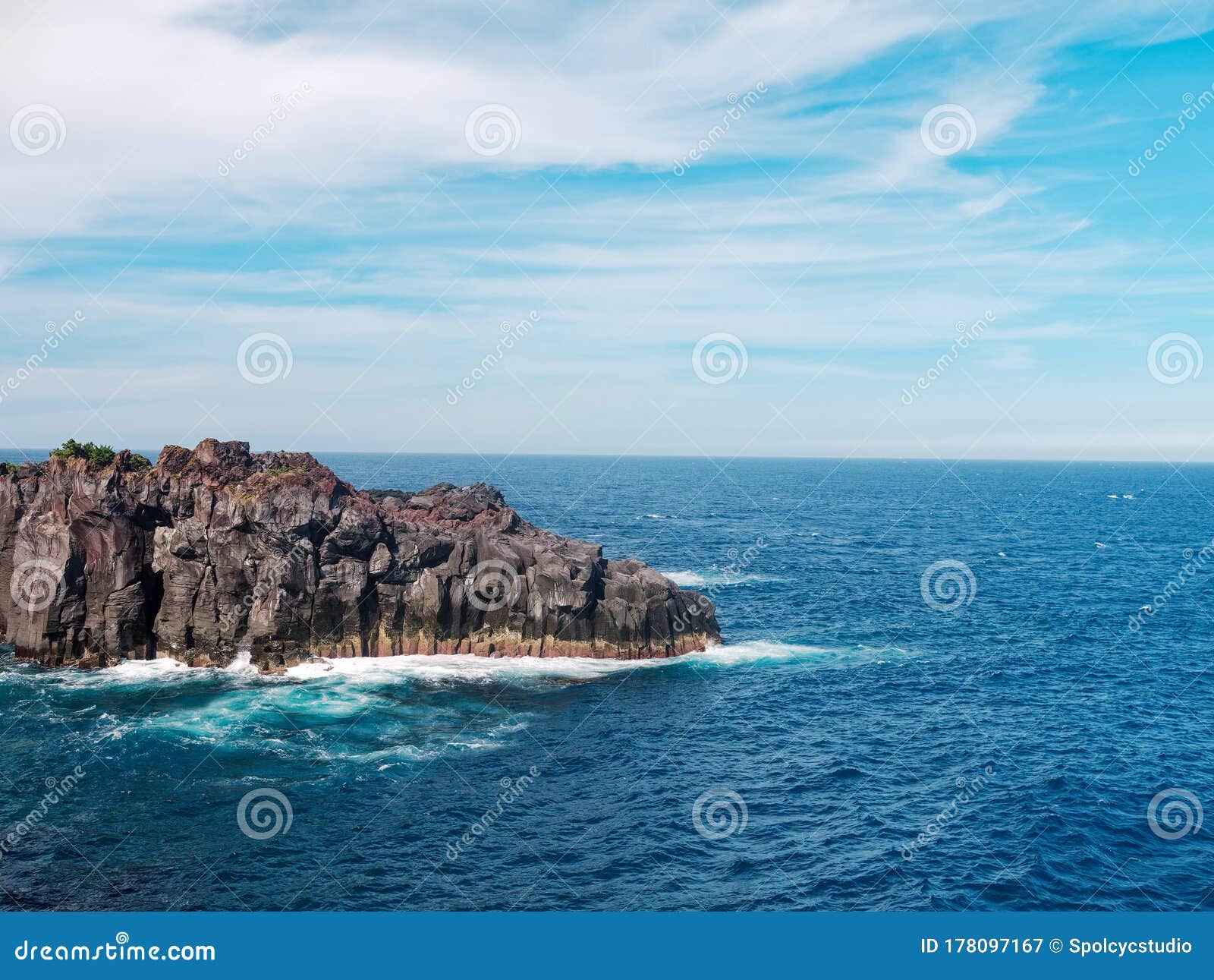 View of Wild Rocky Cliffs with Columnar Joints and the Pacific Ocean ...