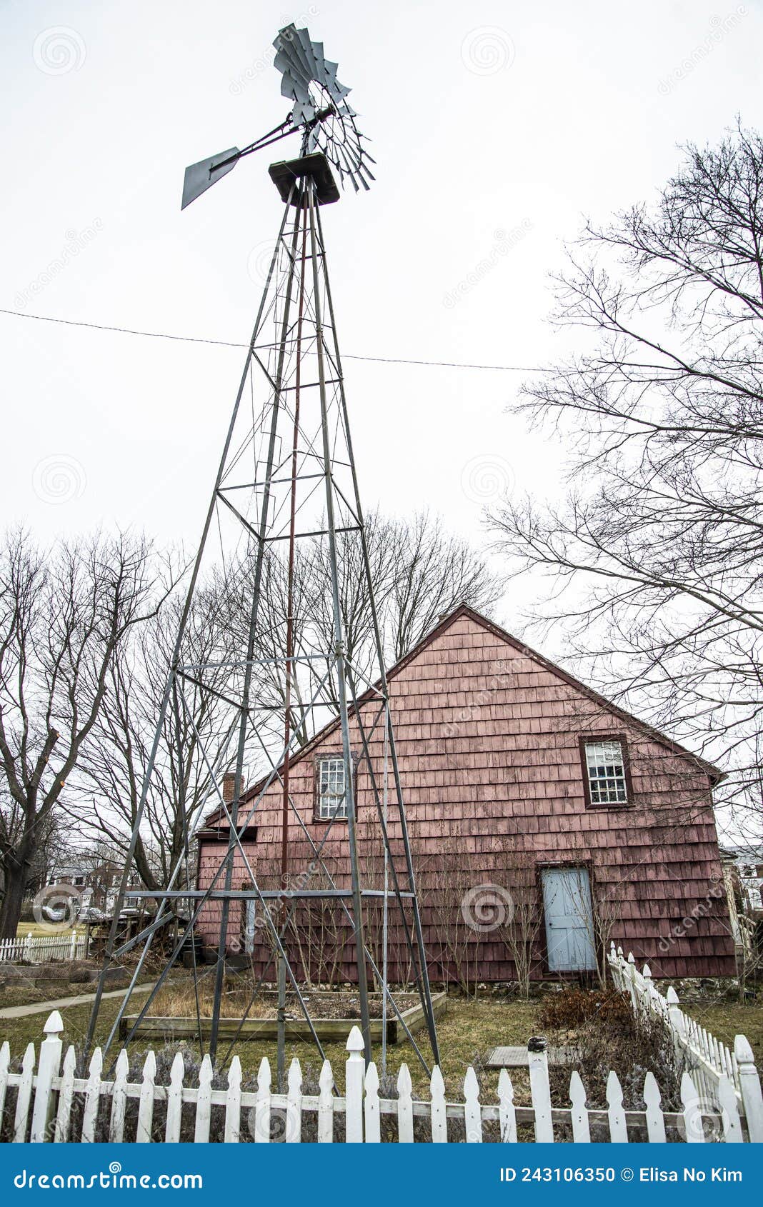 Windmill in the farm stock photo. Image of pump, environment - 243106350