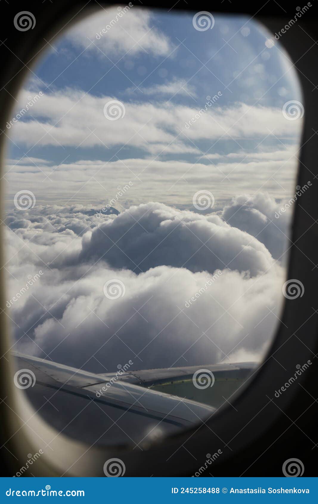 The View from the Window of the Aircraft on the Wing in Flight. Stock ...