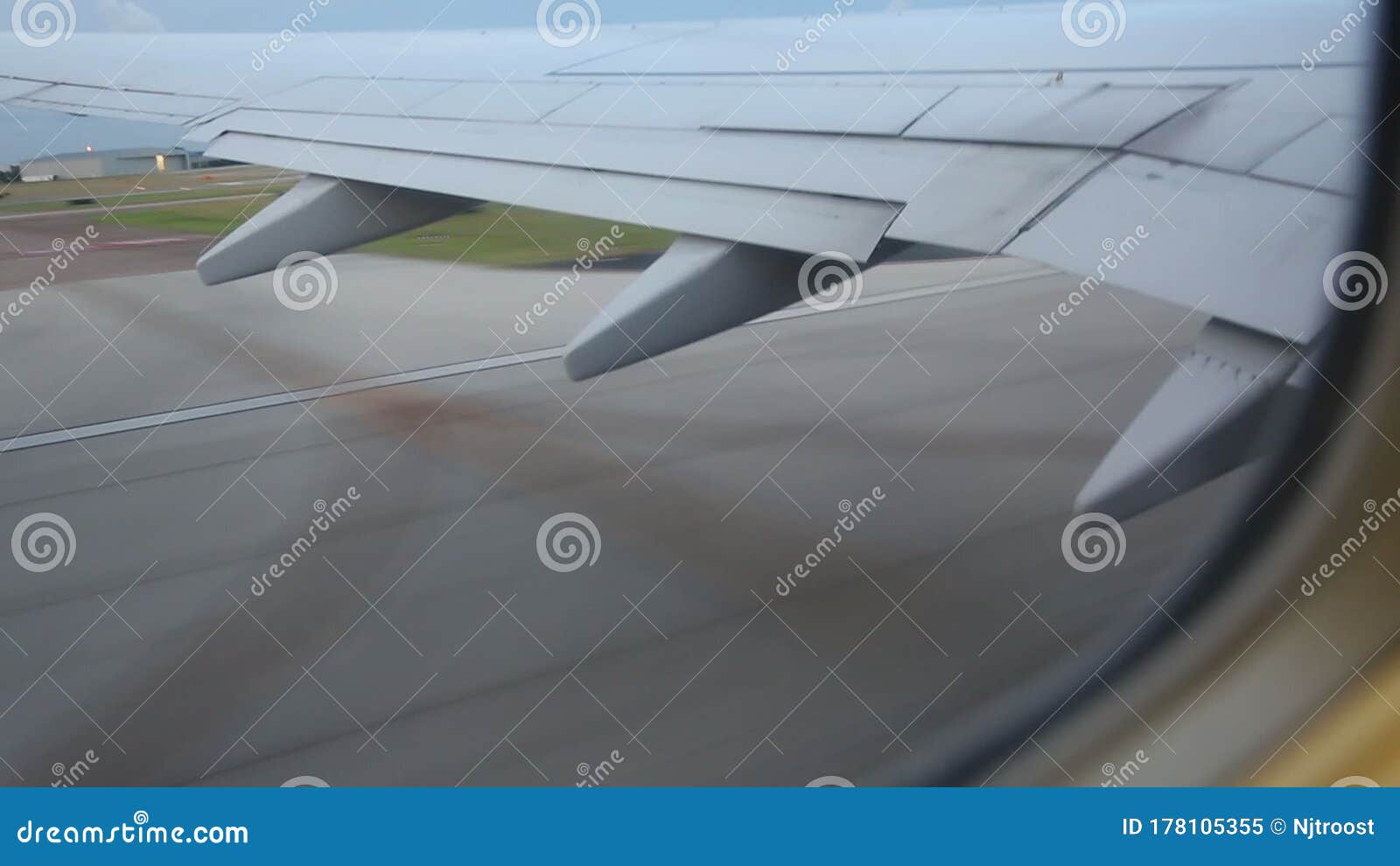 View from Window of Airplane Wing during Takeoff on Runway Stock Video ...