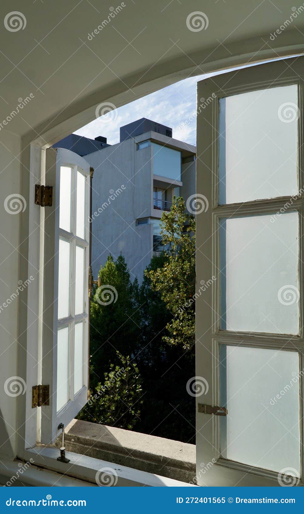 View from a Window in a Building Stock Image - Image of summer, white ...