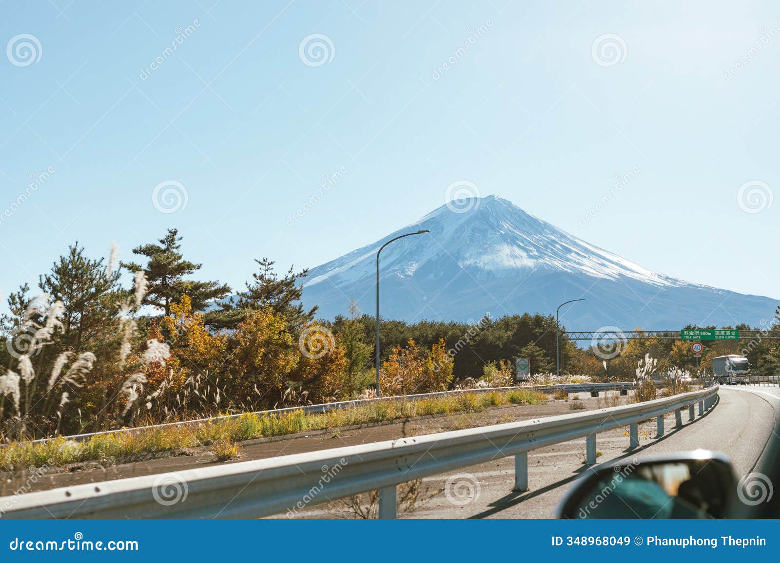 View from Window Car with Mount Fuji Stock Image - Image of rear ...