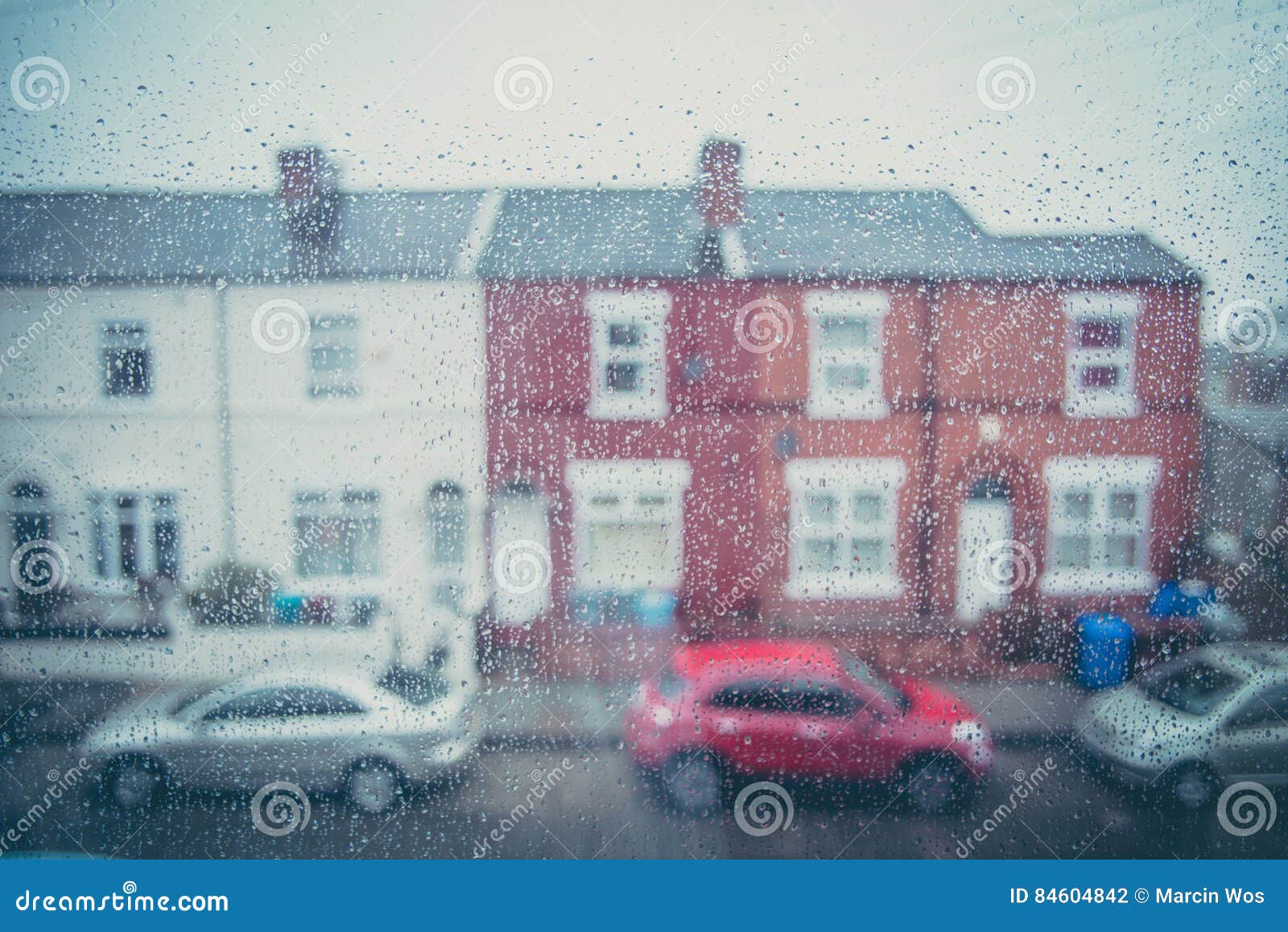 View through Window Covered in Rain for Background. Stock Photo - Image ...