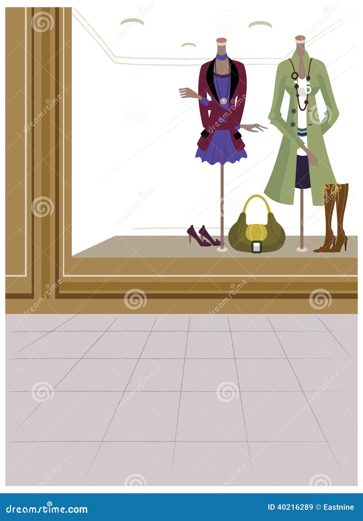 The view of Window display stock illustration. Illustration of shop ...