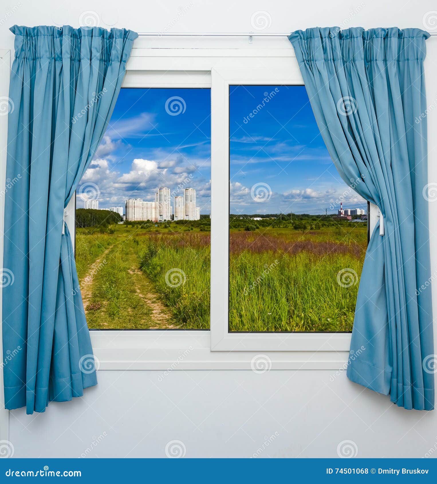 View from the Window Field Road Stock Photo - Image of sunny, path ...