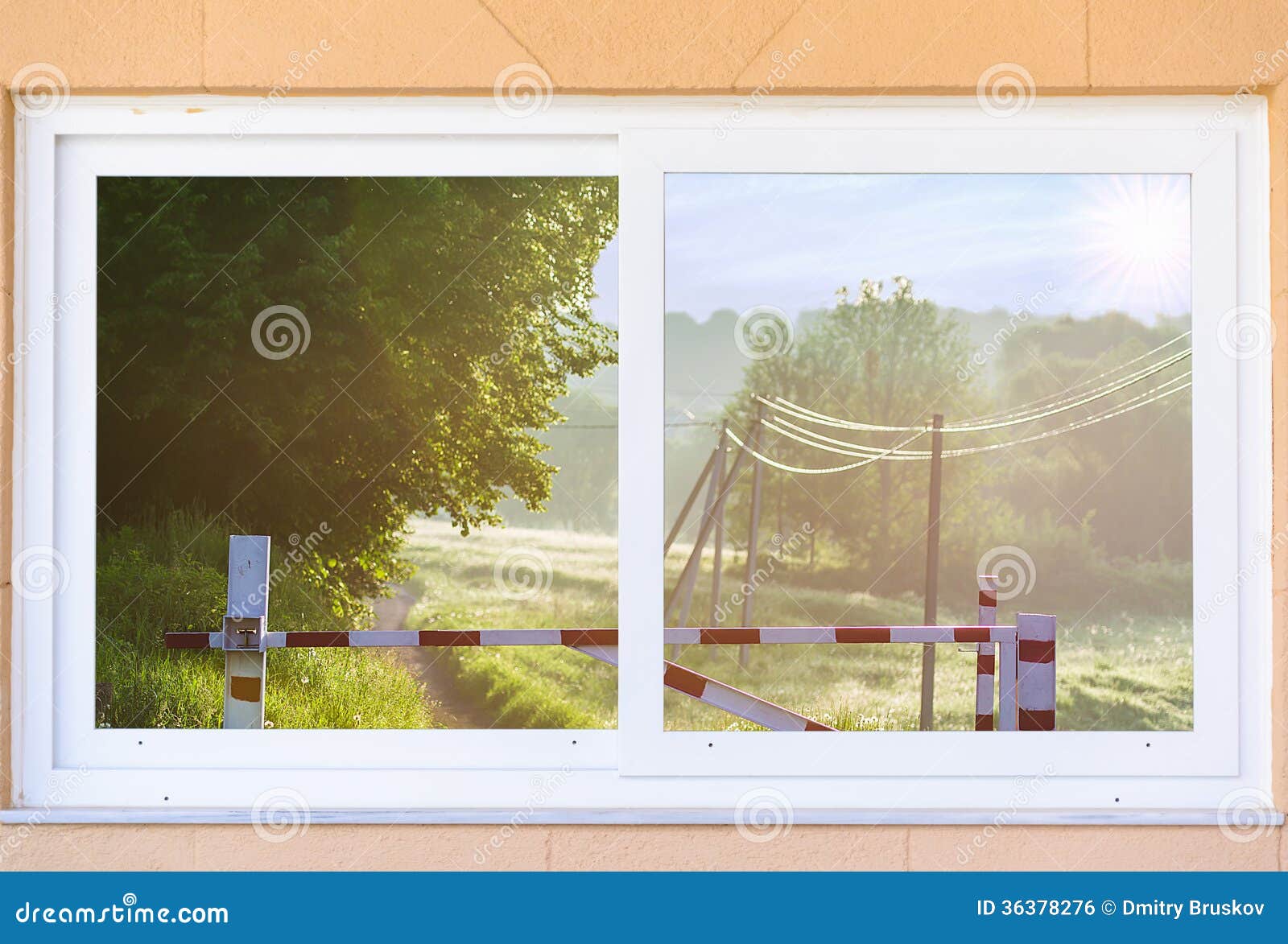 View from the Window on the Gate in the Early Morning Stock Photo ...