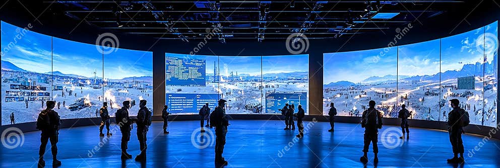 View through the Window of a High-tech Simulation Room, Where a Team of ...