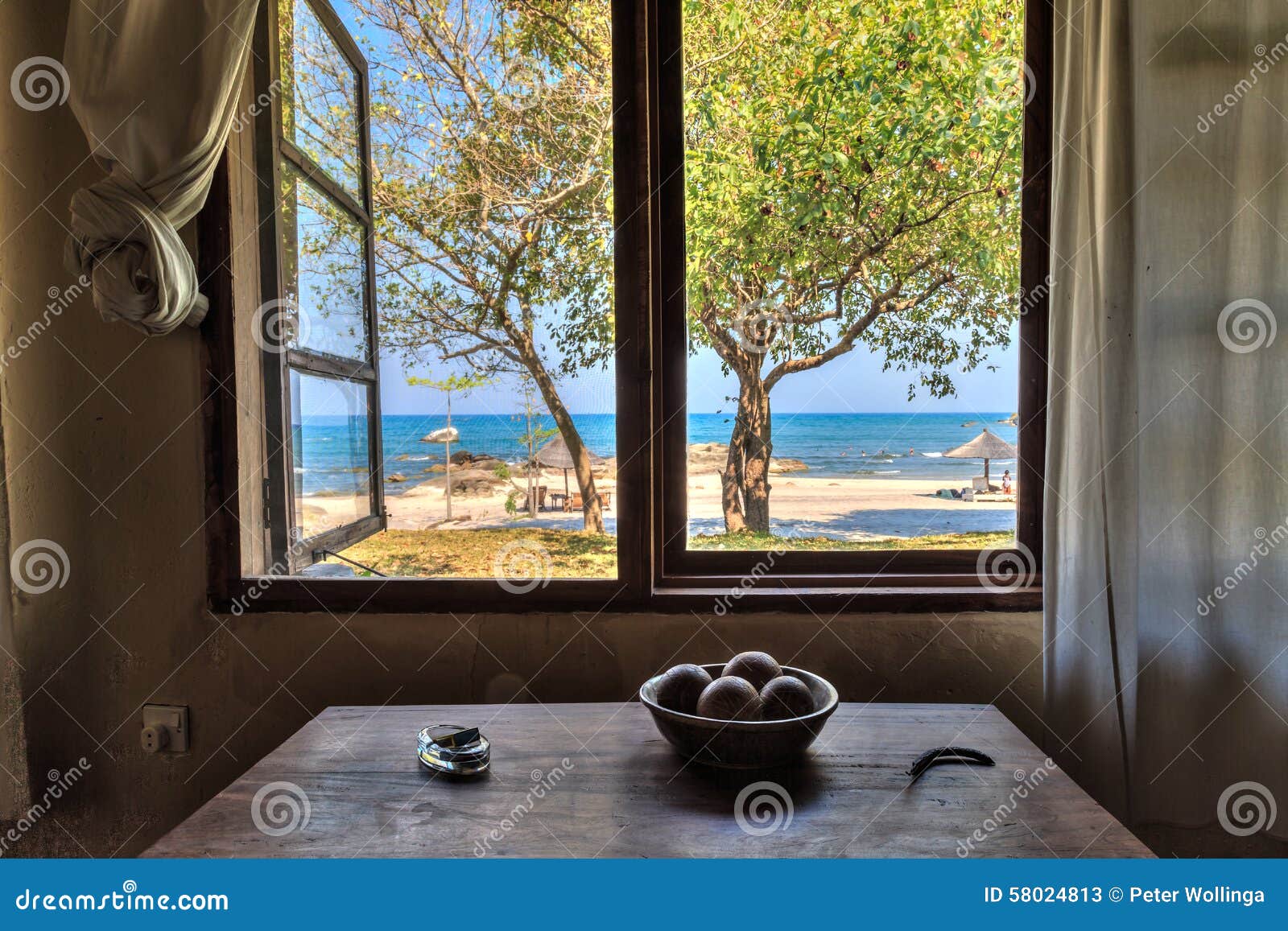 View through a Window from a House at the Beach Stock Image - Image of ...