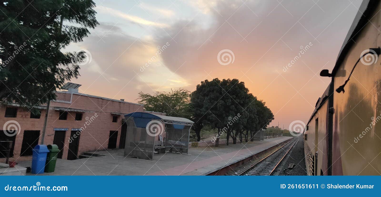 Sunset View from the Window of the Indian Rail Stock Image - Image of ...