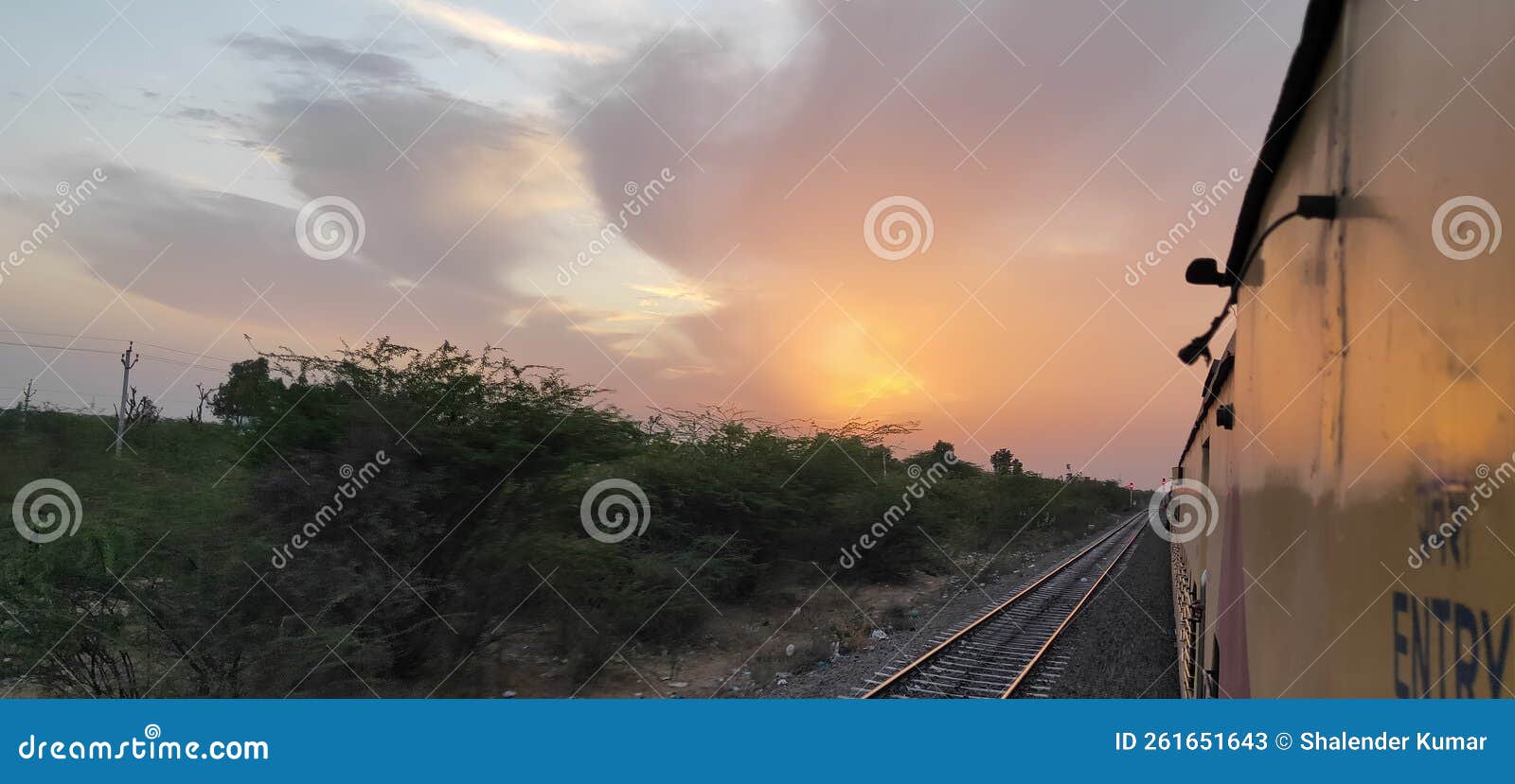 Sunset View from the Window of the Indian Rail Stock Image - Image of landscape, railroad: 261651643