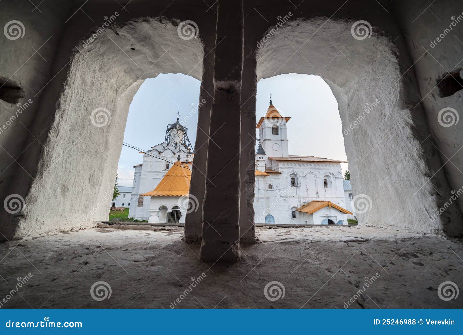 View from the Window on Man S Monastery. Stock Photo - Image of field ...