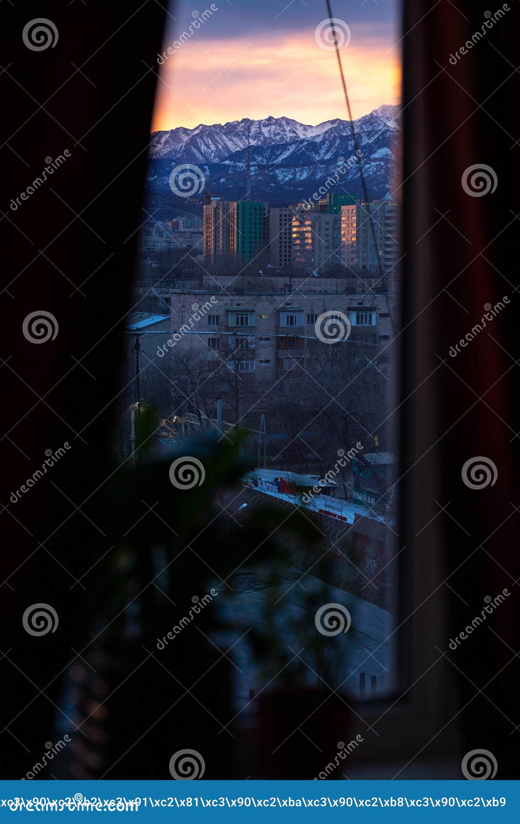 View from the Window of the Mountains at Dawn Stock Image - Image of ...