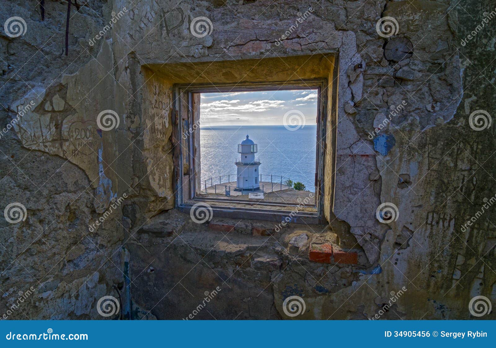 The View from the Window of an Old Ruined Lighthouse. Stock Photo ...