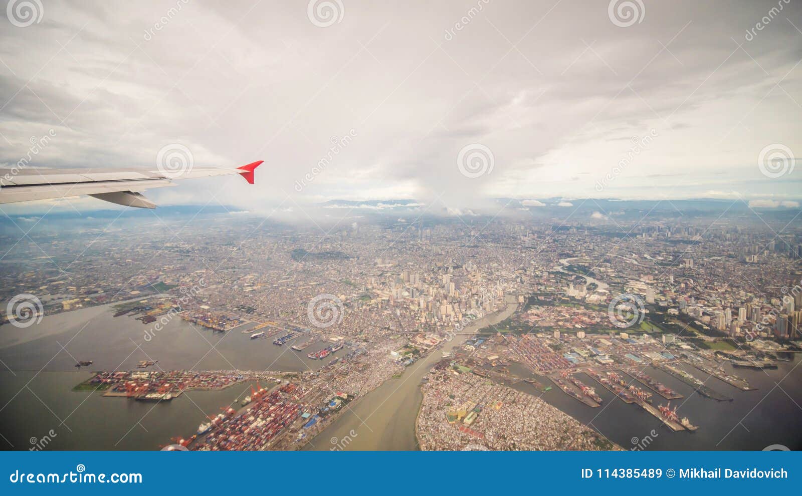 View from the Window of the Plane To the City of Manila. Philippines ...