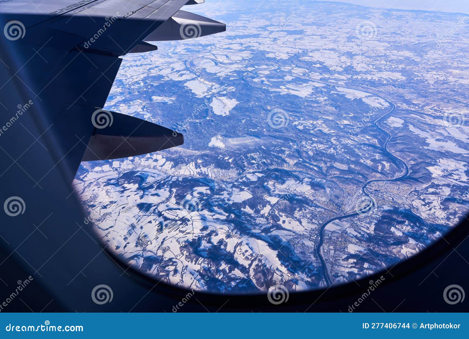 View from the Window of the Plane To the Ground during the Flight. the ...