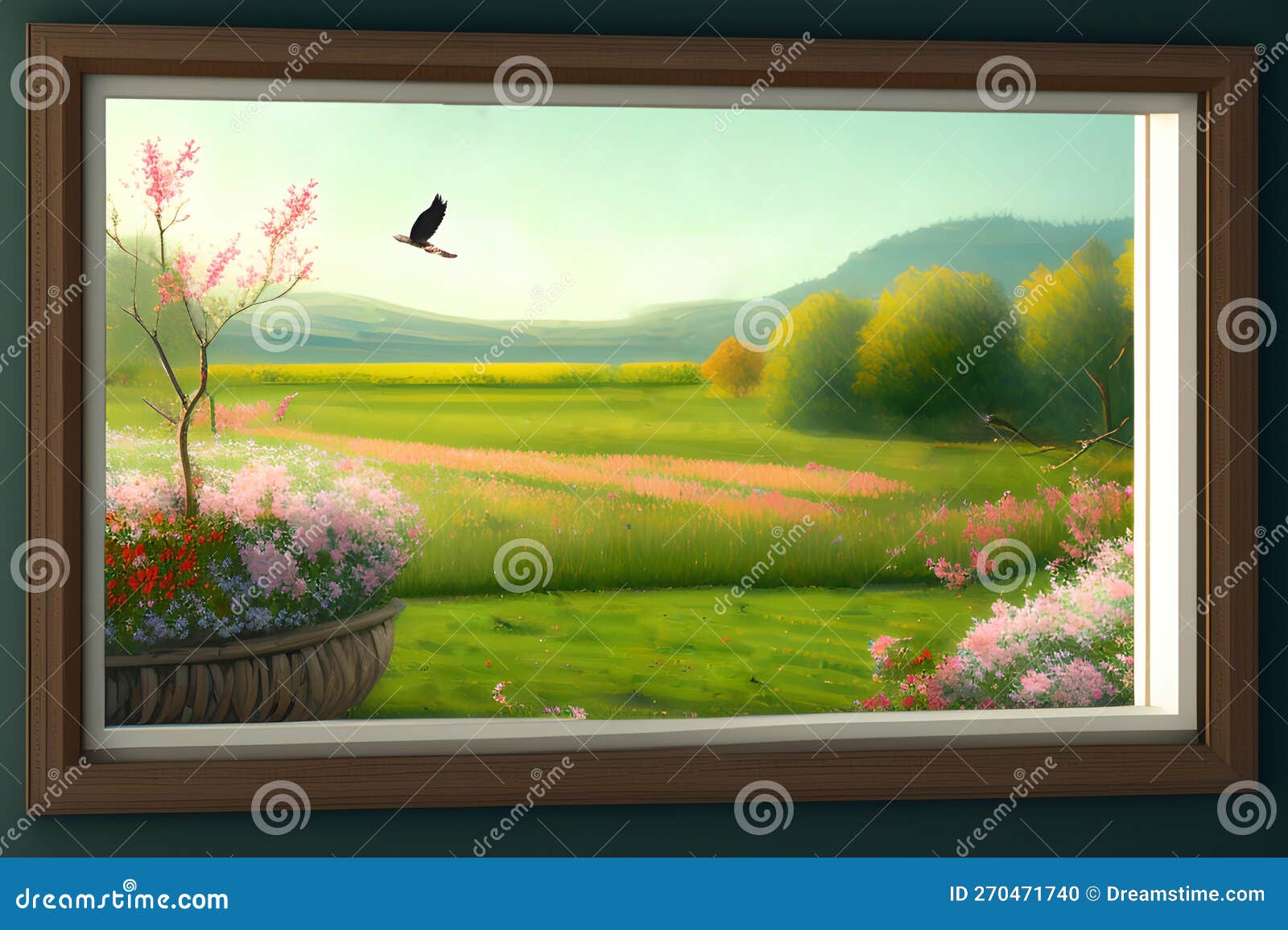View from Window of Spring Landscape, Generative AI Illustration Stock ...