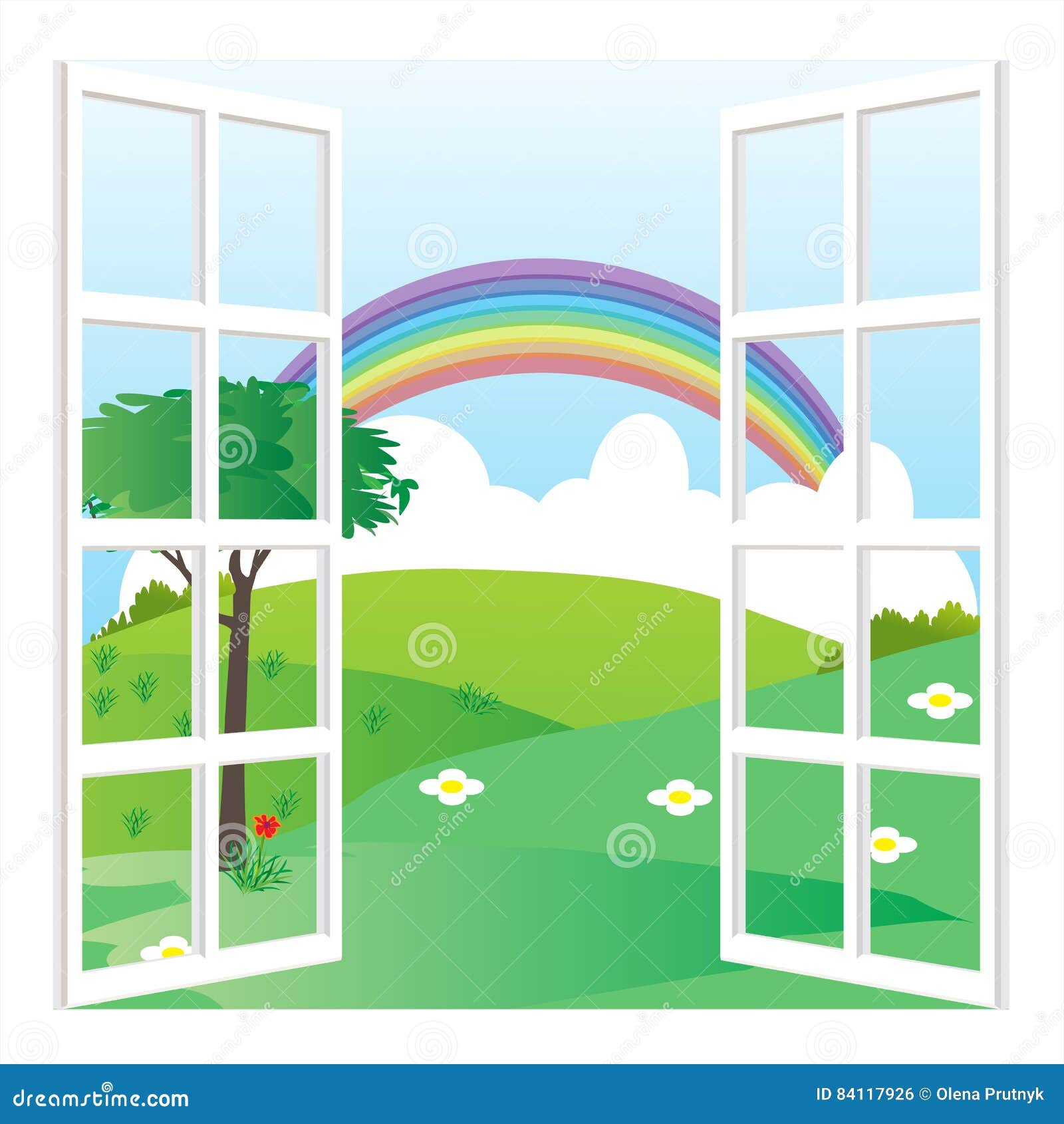 View from the Window on a Spring Landscape Stock Vector - Illustration ...